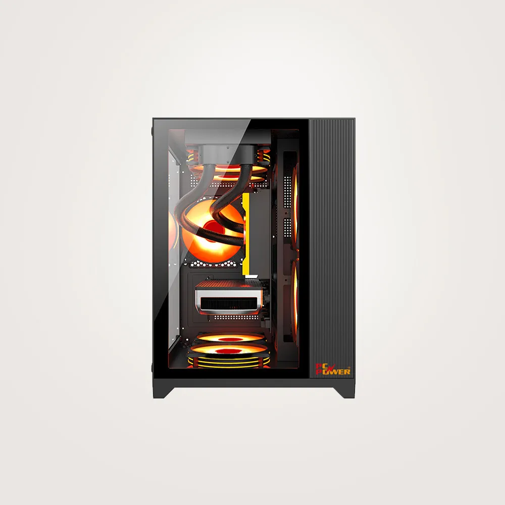 PC POWER ICE CUBE BK M-ATX GAMING CASING WITH 7 ARGB FAN and 350W POWER ...