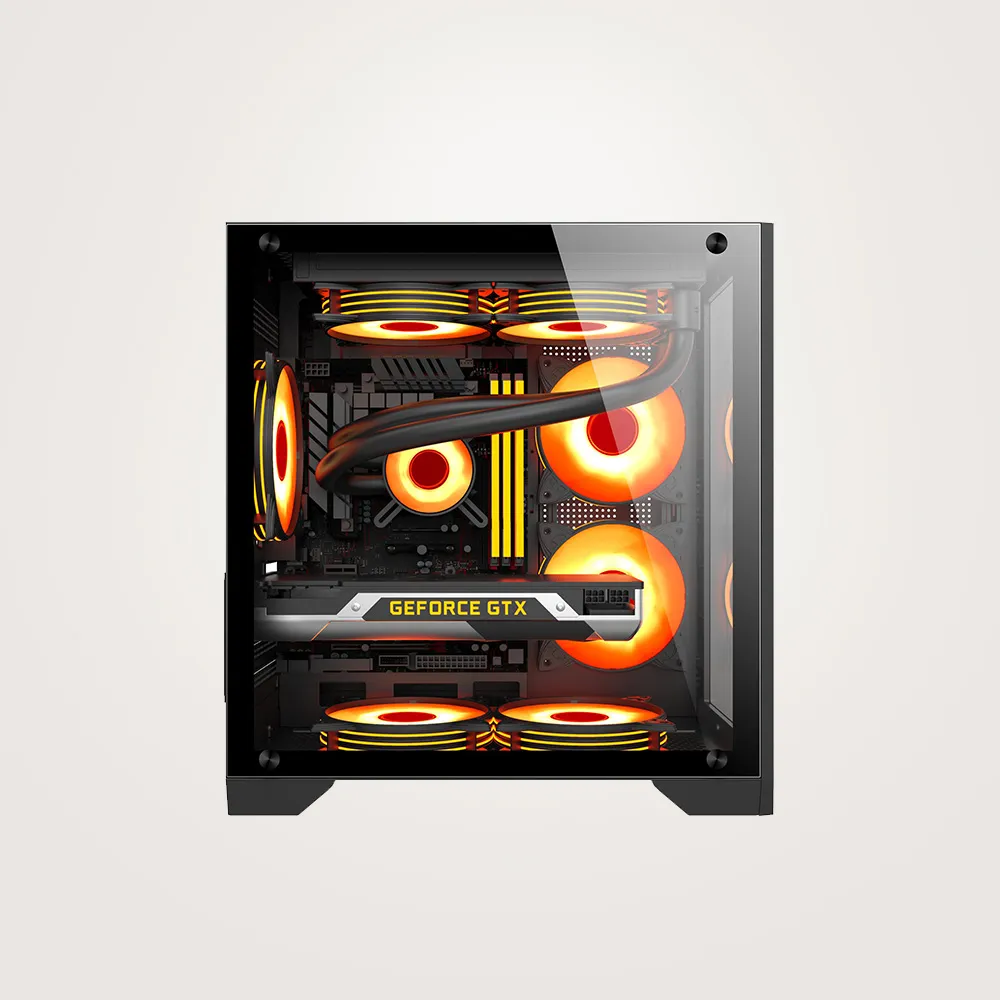 PC POWER ICE CUBE BK M-ATX GAMING CASING WITH 7 ARGB FAN and 350W POWER ...